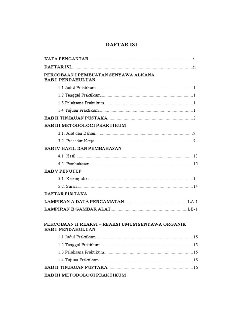 Daftar Isi Kimor | PDF