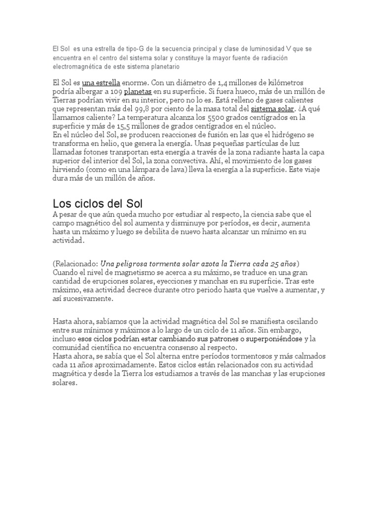 El Sol | PDF | Ciencia y matemáticas