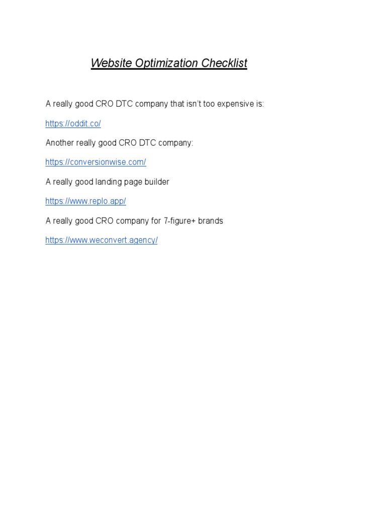 Website Optimization Checklist | PDF