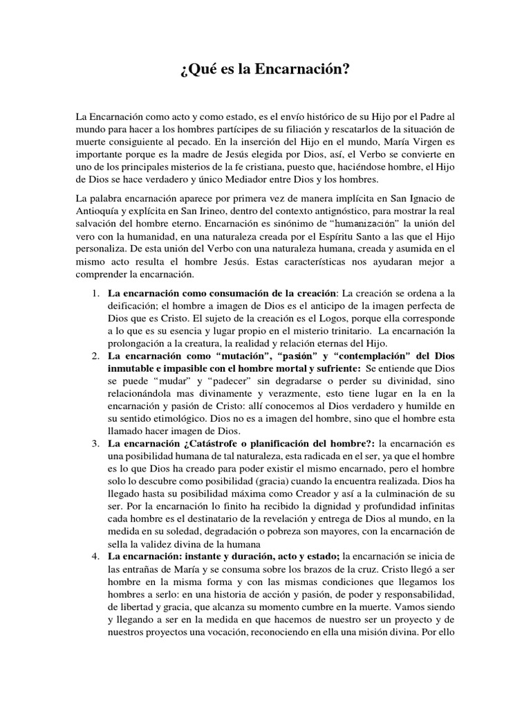 Qué Es La Encarnación. | PDF | Encarnación (cristianismo) | Dios