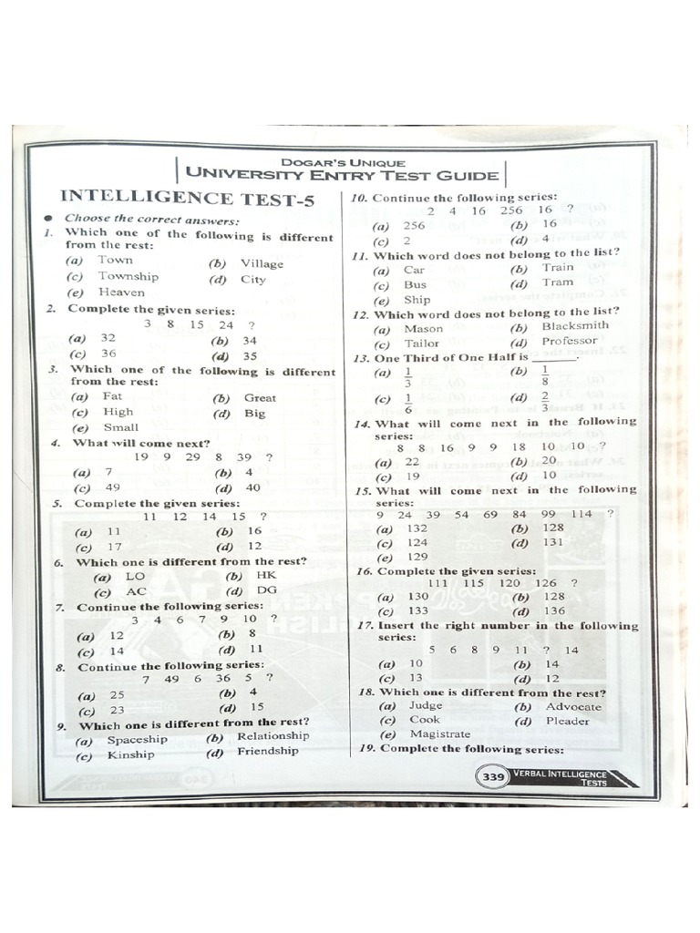 Intelligence Test | PDF