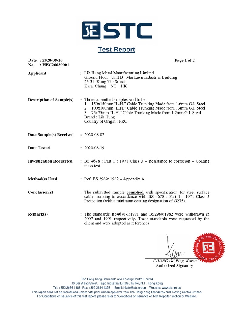 BS4678 Class 3 Trunking | PDF | Damages | Legal Liability