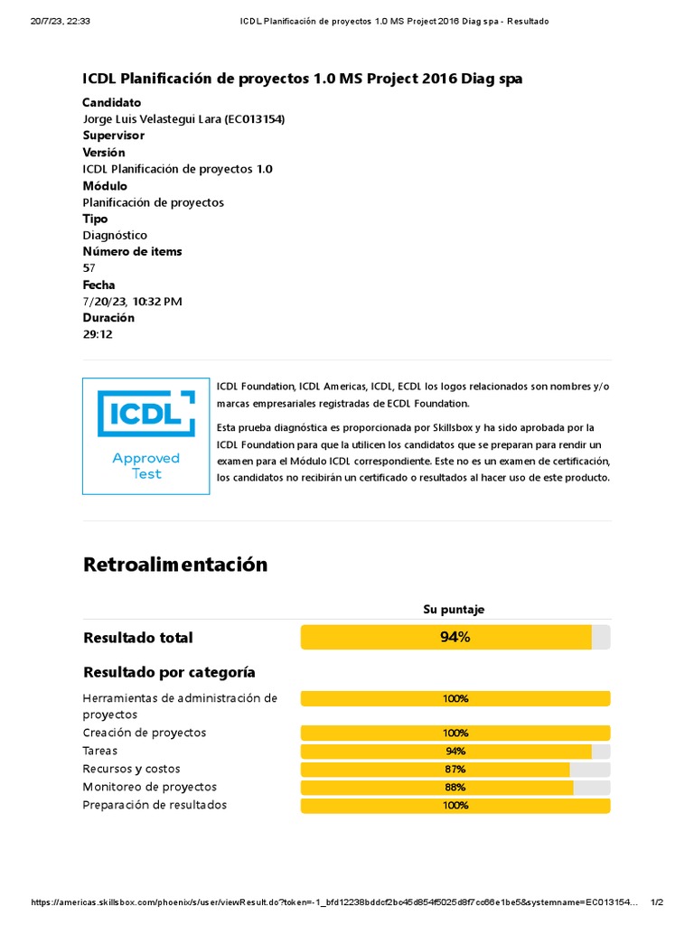 ICDL Planificación de Proyectos 1.0 MS Project 2016 Diag Spa ...