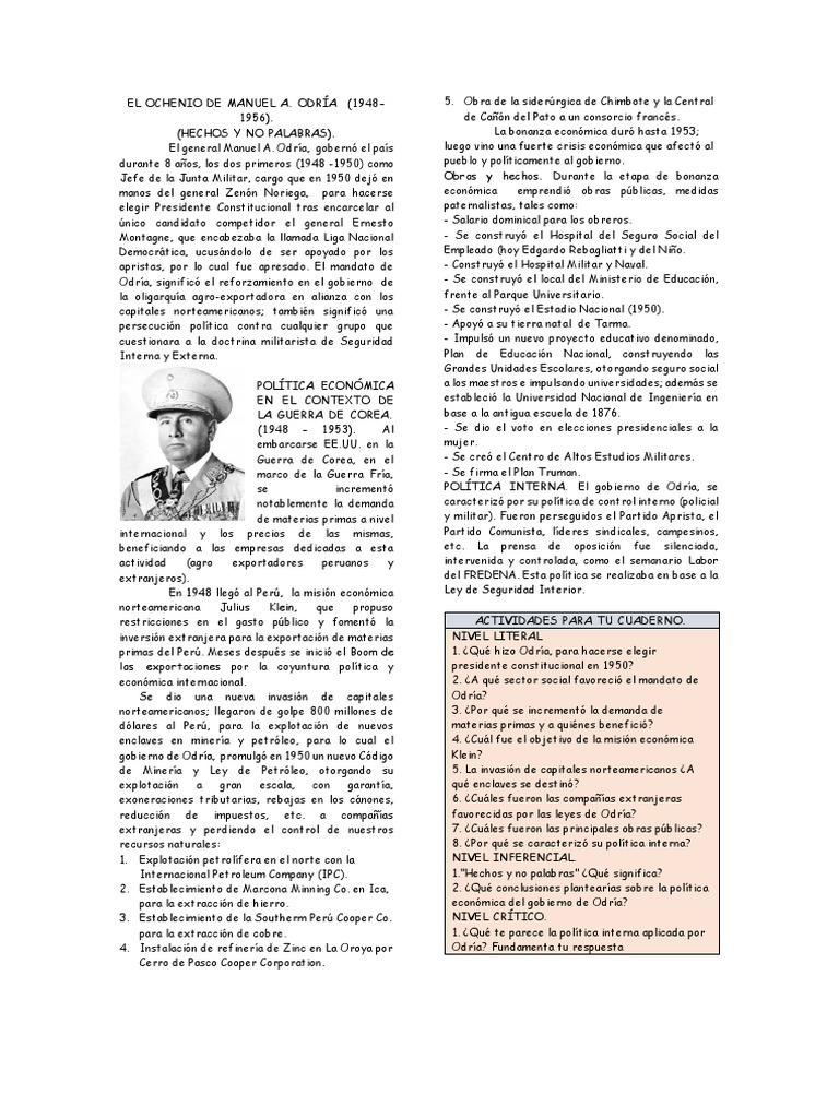 El Ochenio de Manuel A. Odría | PDF