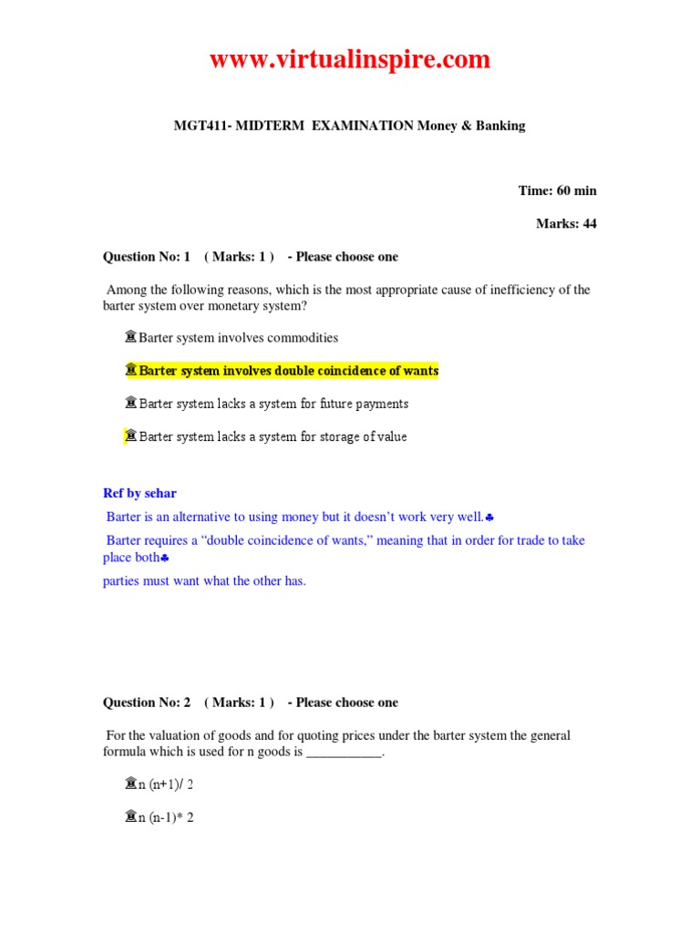 Mgt411 - Midterm Paper in One File 99 - Solved Examinatio | PDF