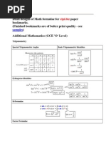IGCSE Mathematics Formula Sheet | PDF | Circle | Triangle