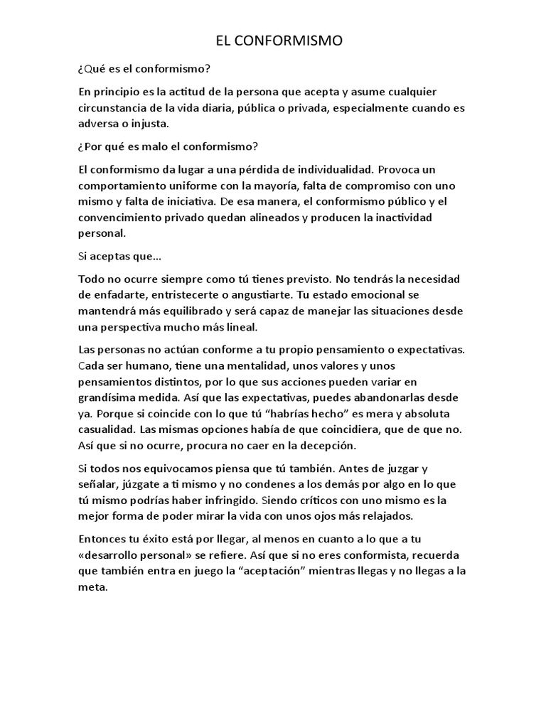 Qué Es El Conformismo | PDF