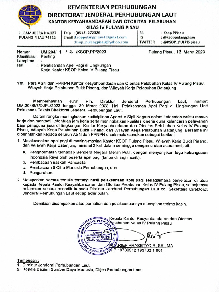 Pelaksanaan Apel Pagi | PDF