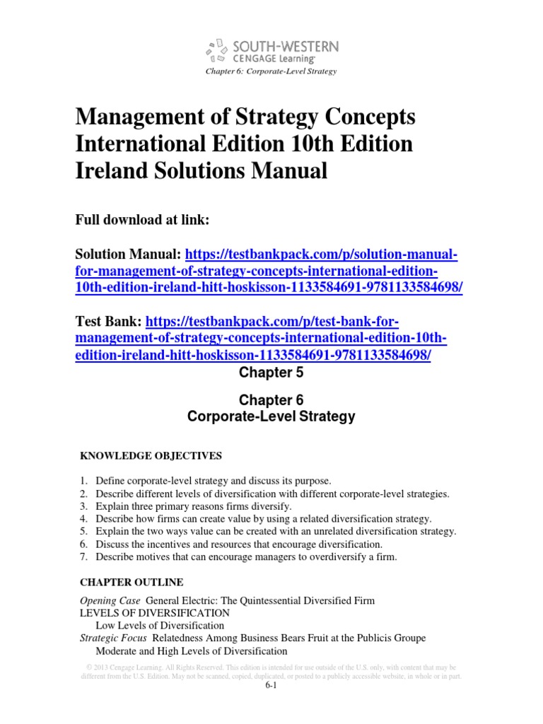 Management of Strategy Concepts International Edition 10th Edition ...