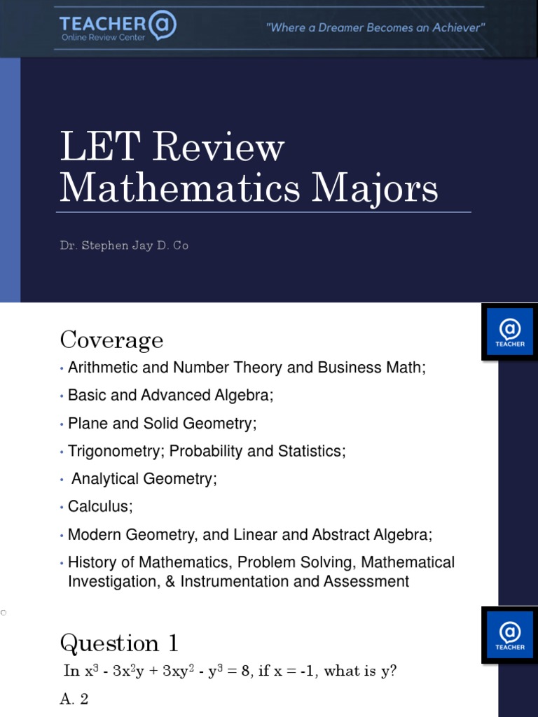 Mathematics Major Final Coaching Review 2 | PDF | Mathematics | Geometry