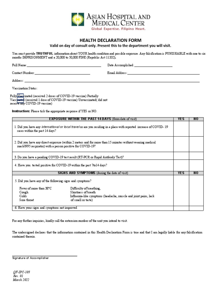 Confidentiality and Health Declaration | PDF