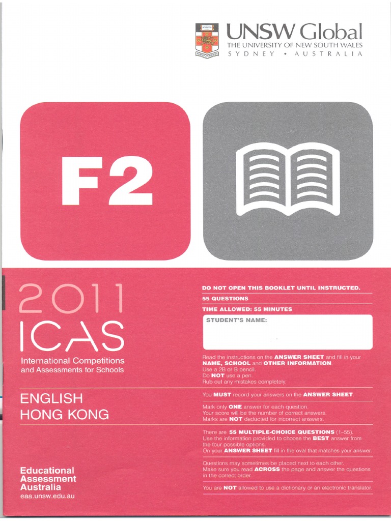 Z. 2011 ICAS English Form 2 | PDF