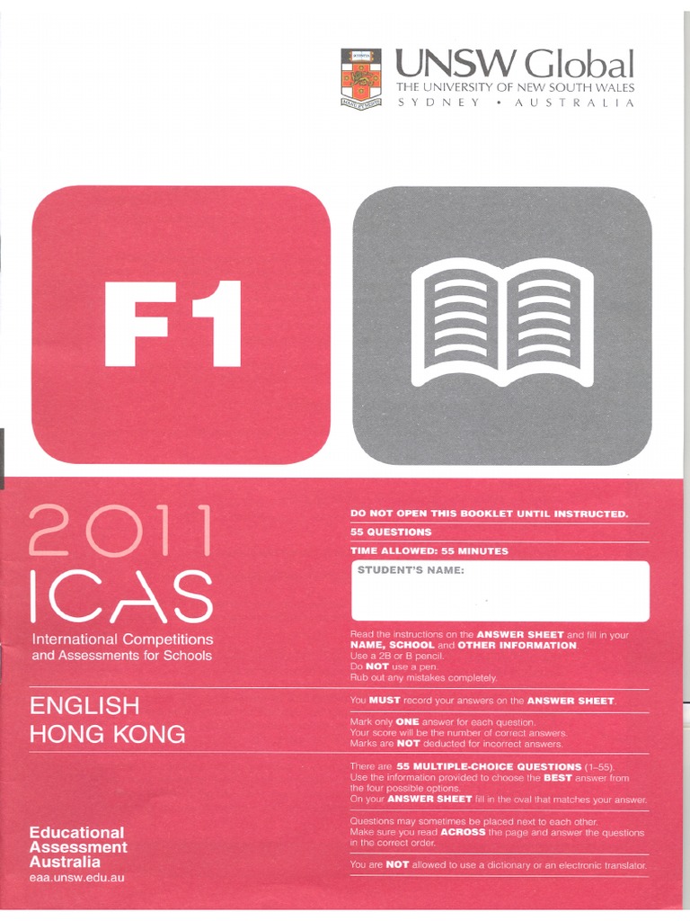 Z. 2011 ICAS English Form 1 | PDF