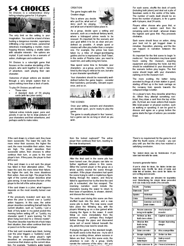 54 Choices Printable | PDF