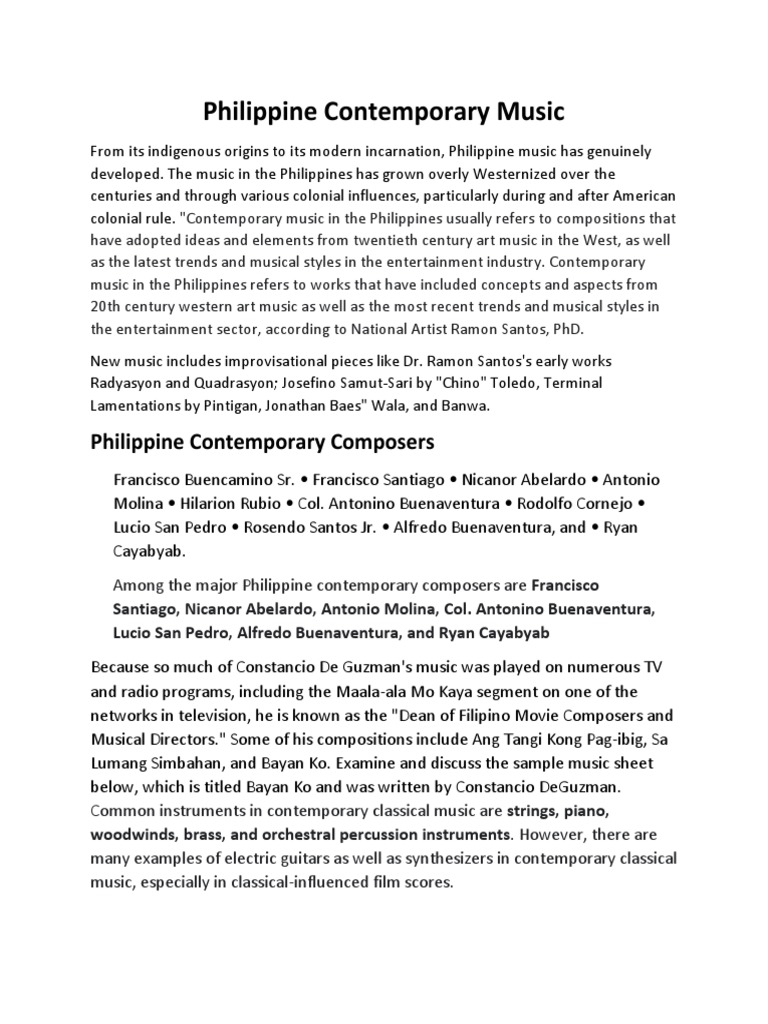 Philippine Contemporary Music | PDF