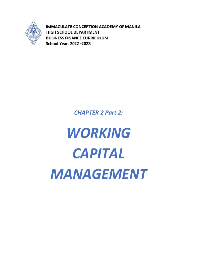 Working Capital Management Essentials | PDF | Bonds (Finance) | Cheque