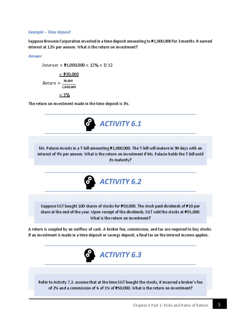 CHAPTER 4 Part 1 Risks and Rates of Return | Download Free PDF ...