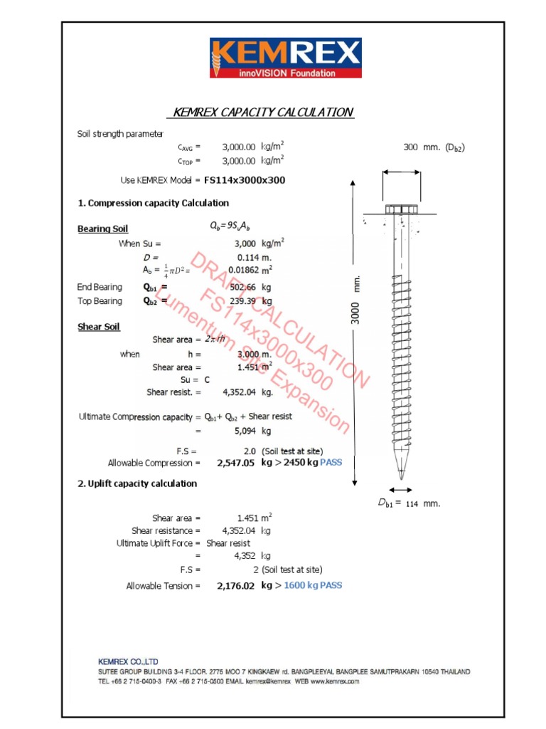 Kemrex Capacity Calculation: (D) FS114x3000x300 | PDF