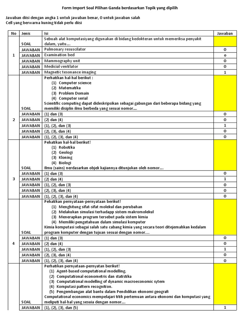 Form-Soal-Ganda TIK Kelas XI PAS 2023 | PDF