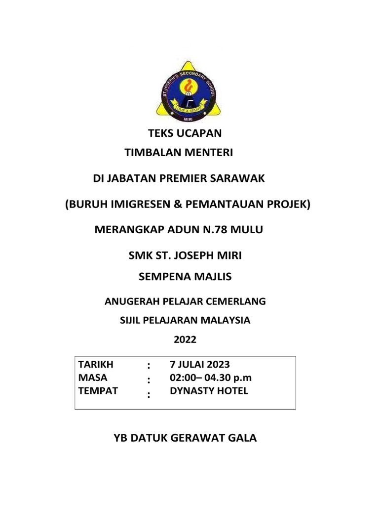 TEKS UCAPAN PERASMIAN YB MAPC2022 | PDF