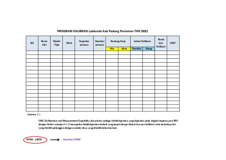Contoh FORM KALIBRASI ANTARA | PDF