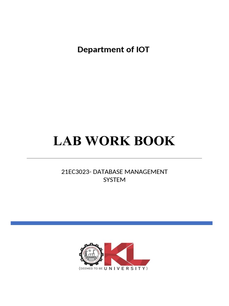 Database Management System Lab Workbook | PDF