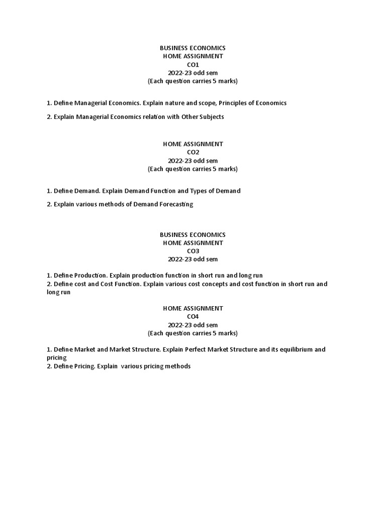 Co1-Co4 Business Economics HA | PDF