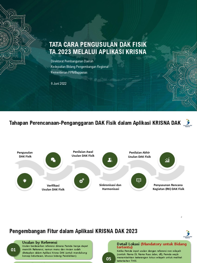 Dit. Pembangunan Daerah PPN - Tata Cara Pengusulan DAK 2023 Di Aplikasi KRISNA | PDF