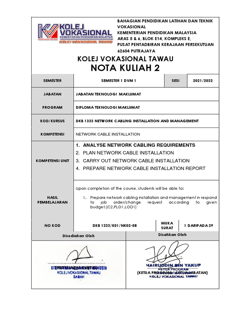 Nota Kuliah 2: Kolej Vokasional Tawau | PDF