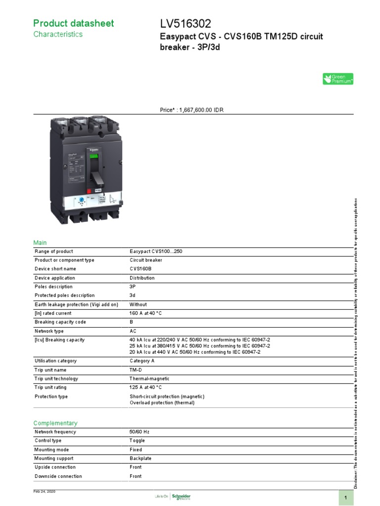 Datasheet MCCB LV516302 | PDF