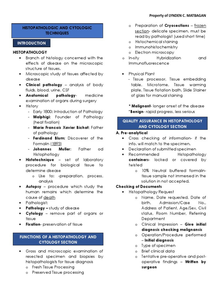HISTOPATHOLOGY Lecture | PDF