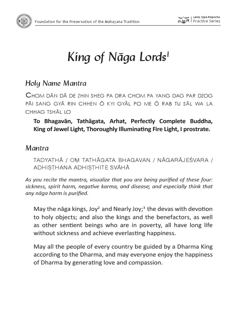 King of Nāga Lords Mantra Practice | PDF | Religion & Spirituality