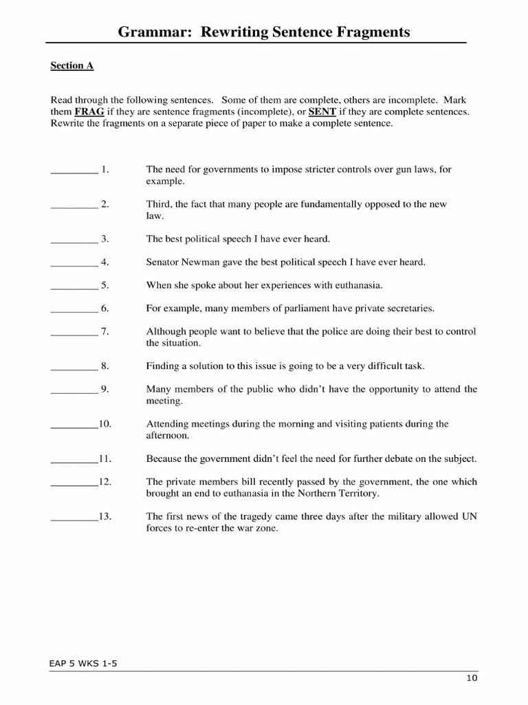 Grammar_ Rewriting sentence fragments | PDF
