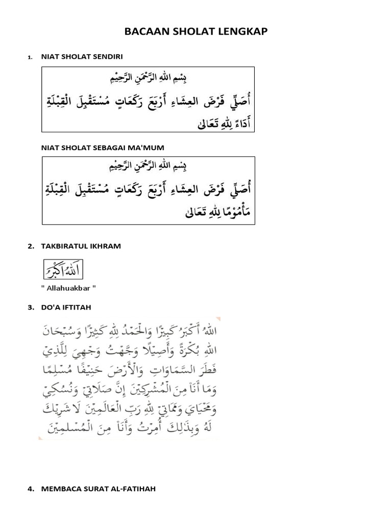 Bacaan Sholat Lengkap | PDF