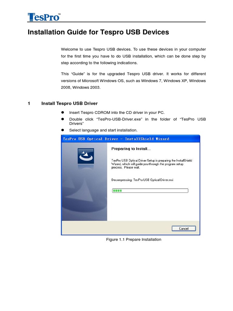 Tespro USB Device Installation Guide | PDF