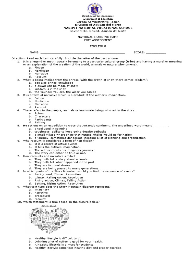 NCL Exit Assessment Test | PDF | Narrative | Information