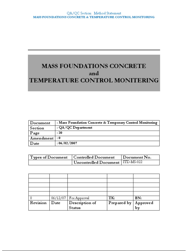 MASS FOUNDATIONS CONCRETE TEMP CONTROL | PDF | Deep Foundation | Concrete