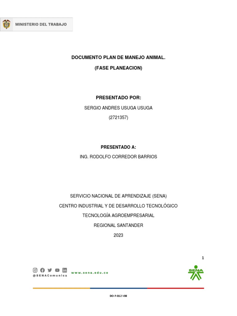 Documento Plan de Manejo Animal. | PDF