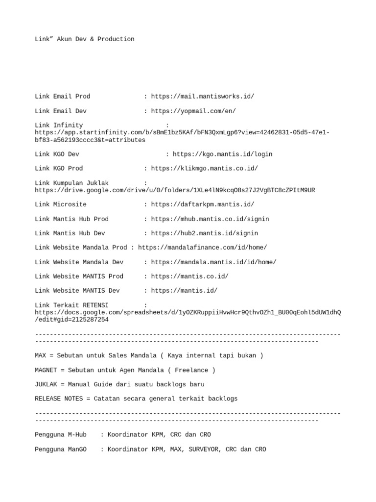 List Akun Dev & Prod | PDF | Teknologi & Rekayasa