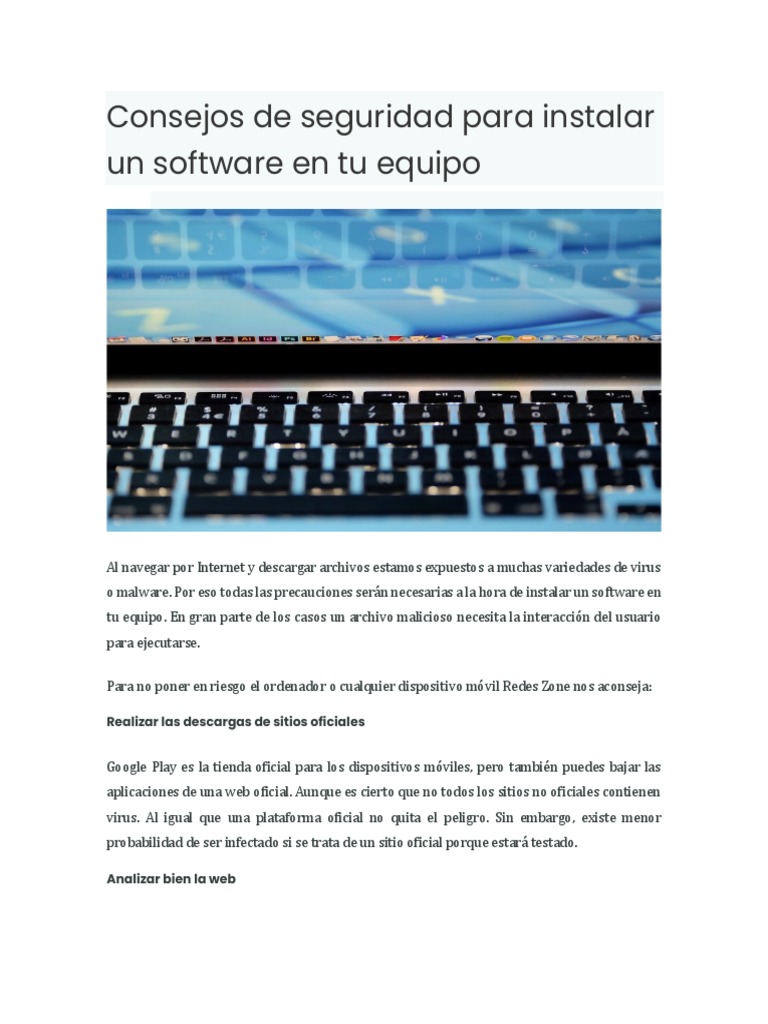 Consejos de Seguridad para Instalar Un Software en Tu Equipo | PDF