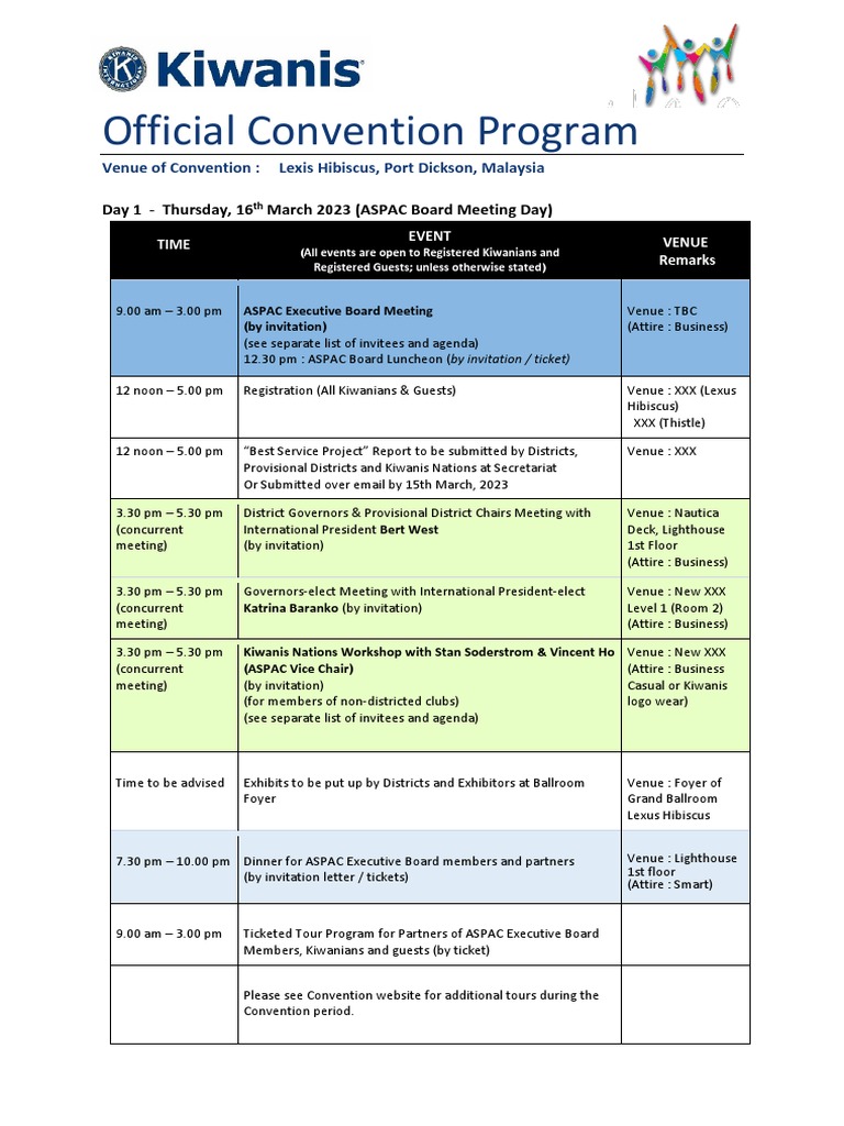 Kiwanis Official Convention Program V2 1 | PDF