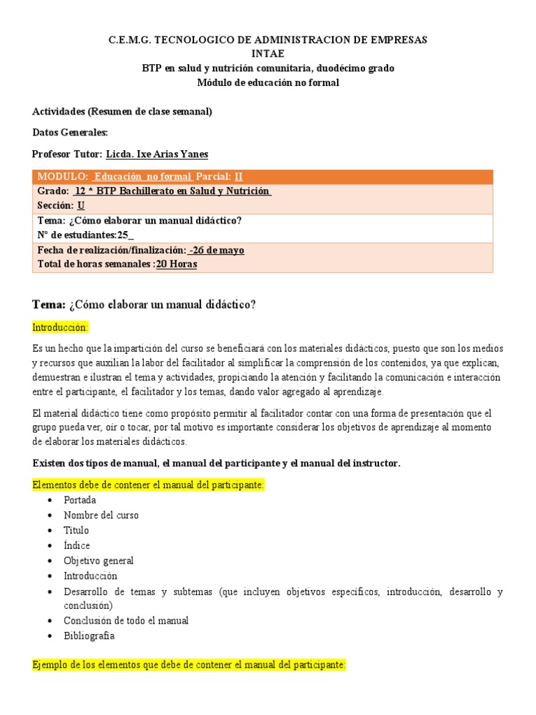 Instructivo Manual | PDF | Aprendizaje | Evaluación