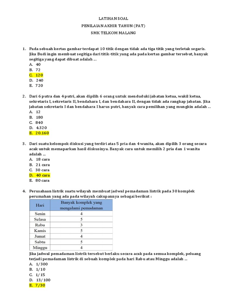 Latihan Soal Pat 2022-2023 | PDF