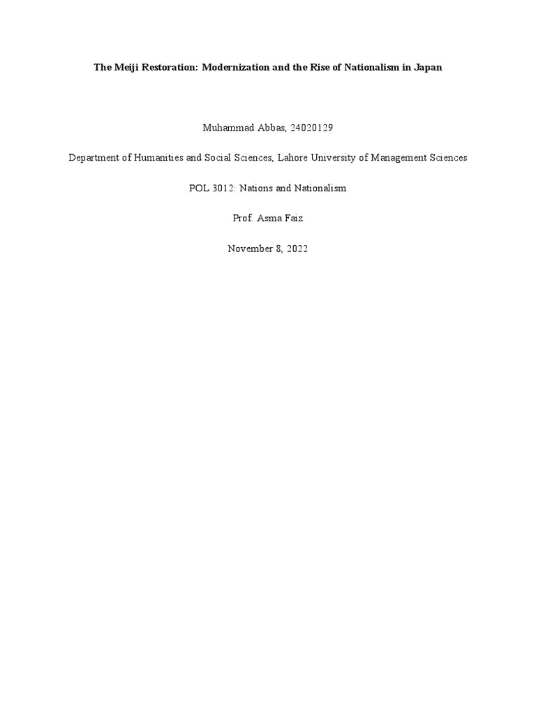 Meiji Restoration: Japan's Nationalism Rise | PDF