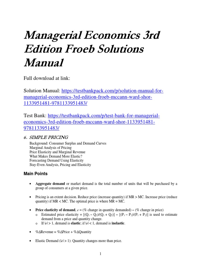 Froeb Managerial Economics Solutions Guide | PDF | Finance & Money ...
