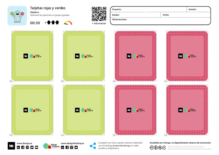 Plantilla Tarjetas Verdes y Rojas Completa Design Thinking en Espanol | PDF