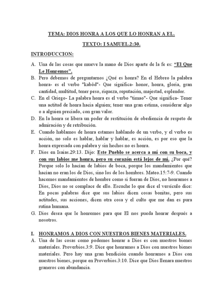 481 Dios Honra A Lo Que Les Honran A El1 | PDF | Jesús | Oración