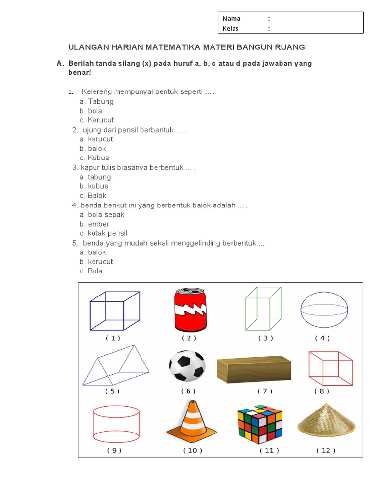 Ulangan Harian Matematika Materi Bangun Ruang | PDF | Griya & Taman