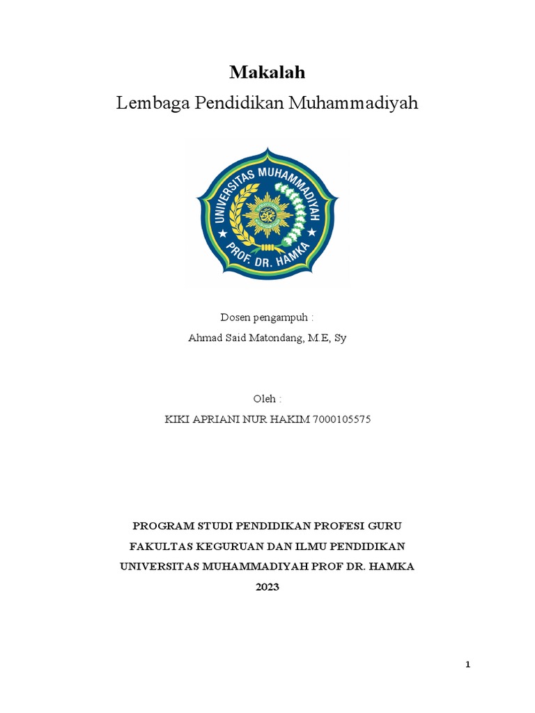 Makalah-Filsafat-A1-Pendidikan Muhammadiyah Ditinjau Dari Perspektif Filsafat Pendidikan Islam ...