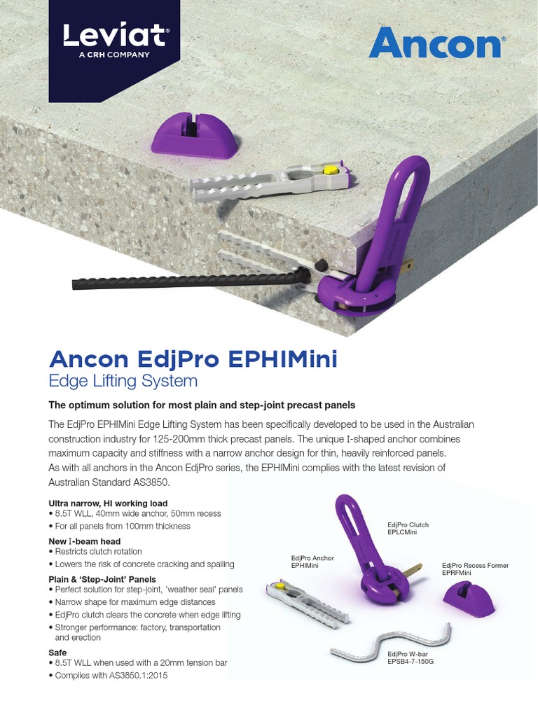 Ancon EdjPro EPHIMini Edge Lifting System | PDF | Civil Engineering ...